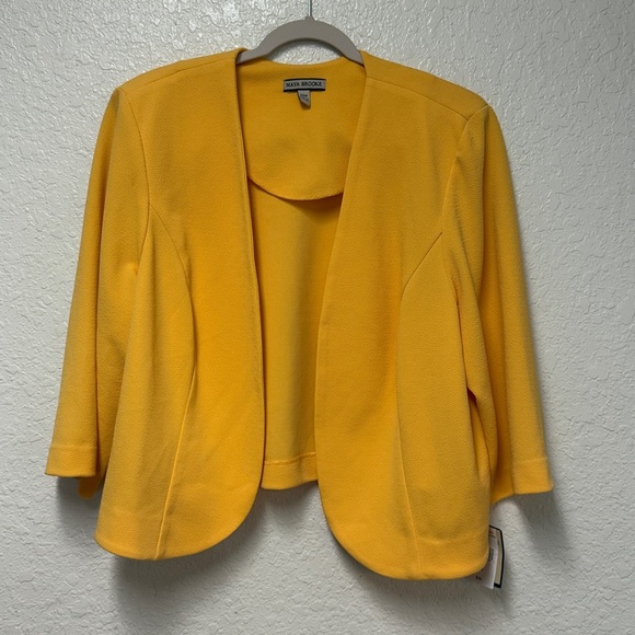 Maya Brooke | Jackets & Coats | Maya Brooke Yellow Openfront Dress ...